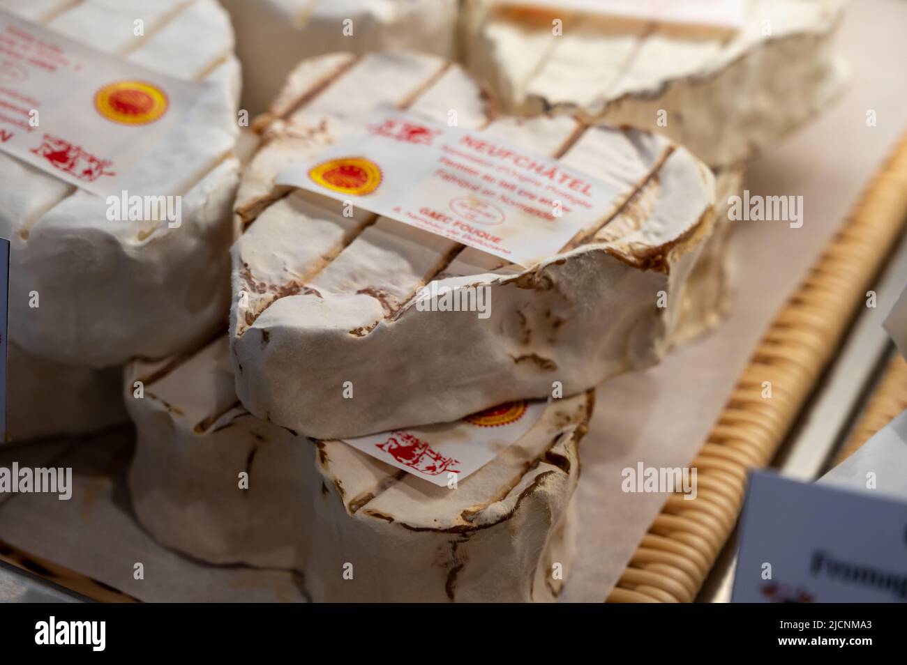 French heartshaped neufchatel cow cheese for sale in farmers dairy shop ...