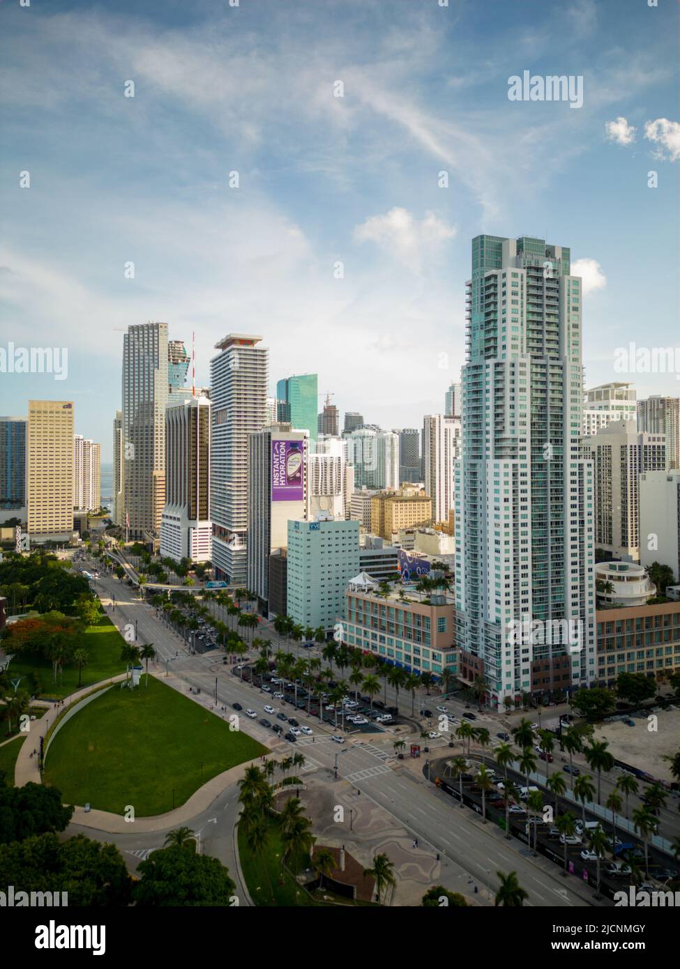 Vertical aerial photo Downtown Miami Biscayne Boulevard Stock Photo - Alamy