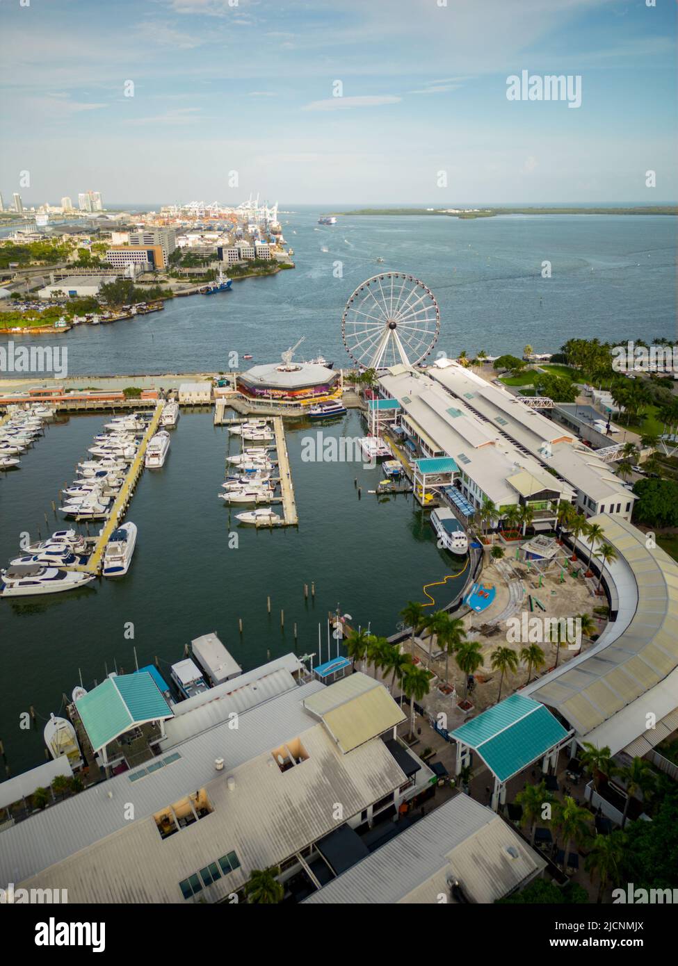 Vertical aerial photo Miami Bayside tourist destination Stock Photo - Alamy