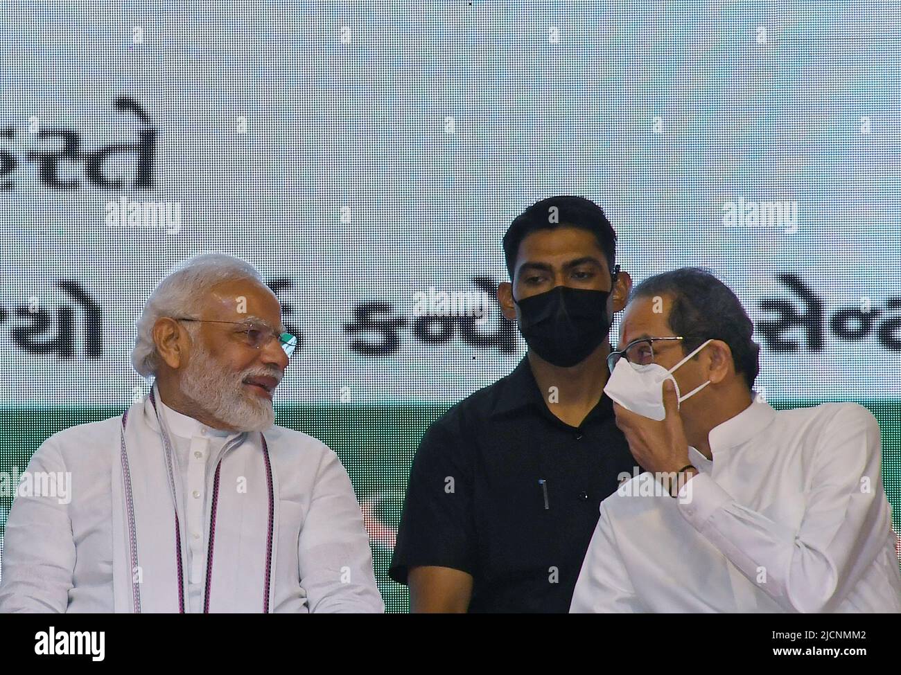 Mumbai, India. 14th June, 2022. L-R Indian Prime Minister Narendra Modi ...