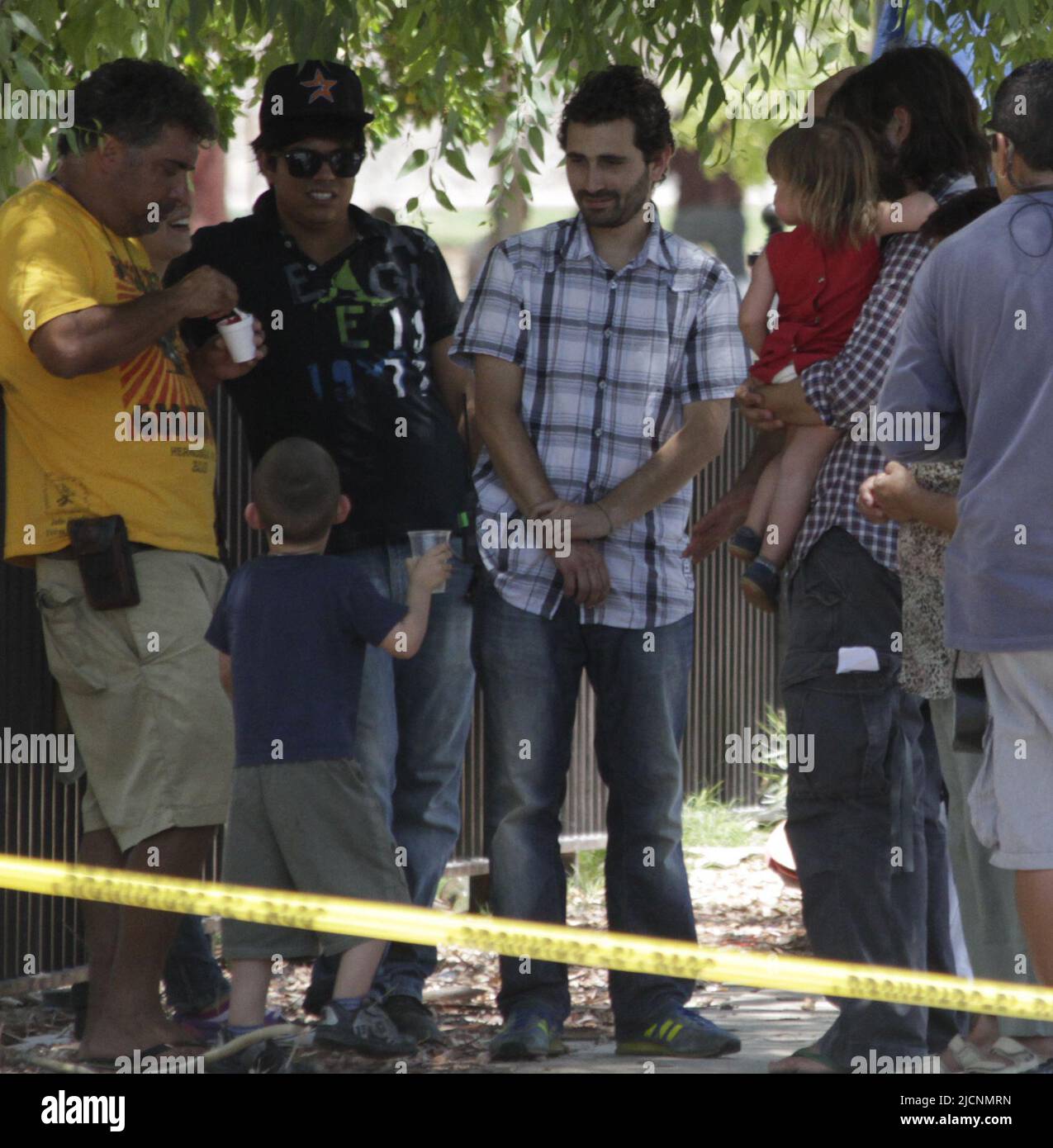 Diego Luna and sons, on the filming set of the movie Cesar Chavez: An ...