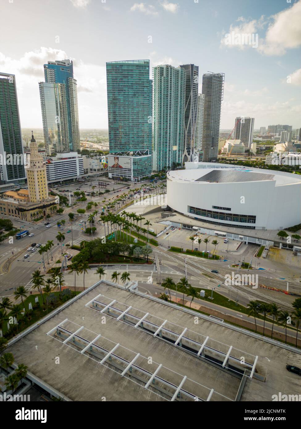 Aerial vertical photo Downtown Miami highrise towers on Biscayne ...