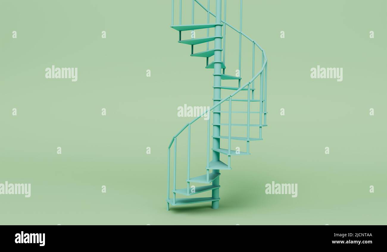 3d Render light Blue color Stairs on Pixie Green Background Stock Photo ...
