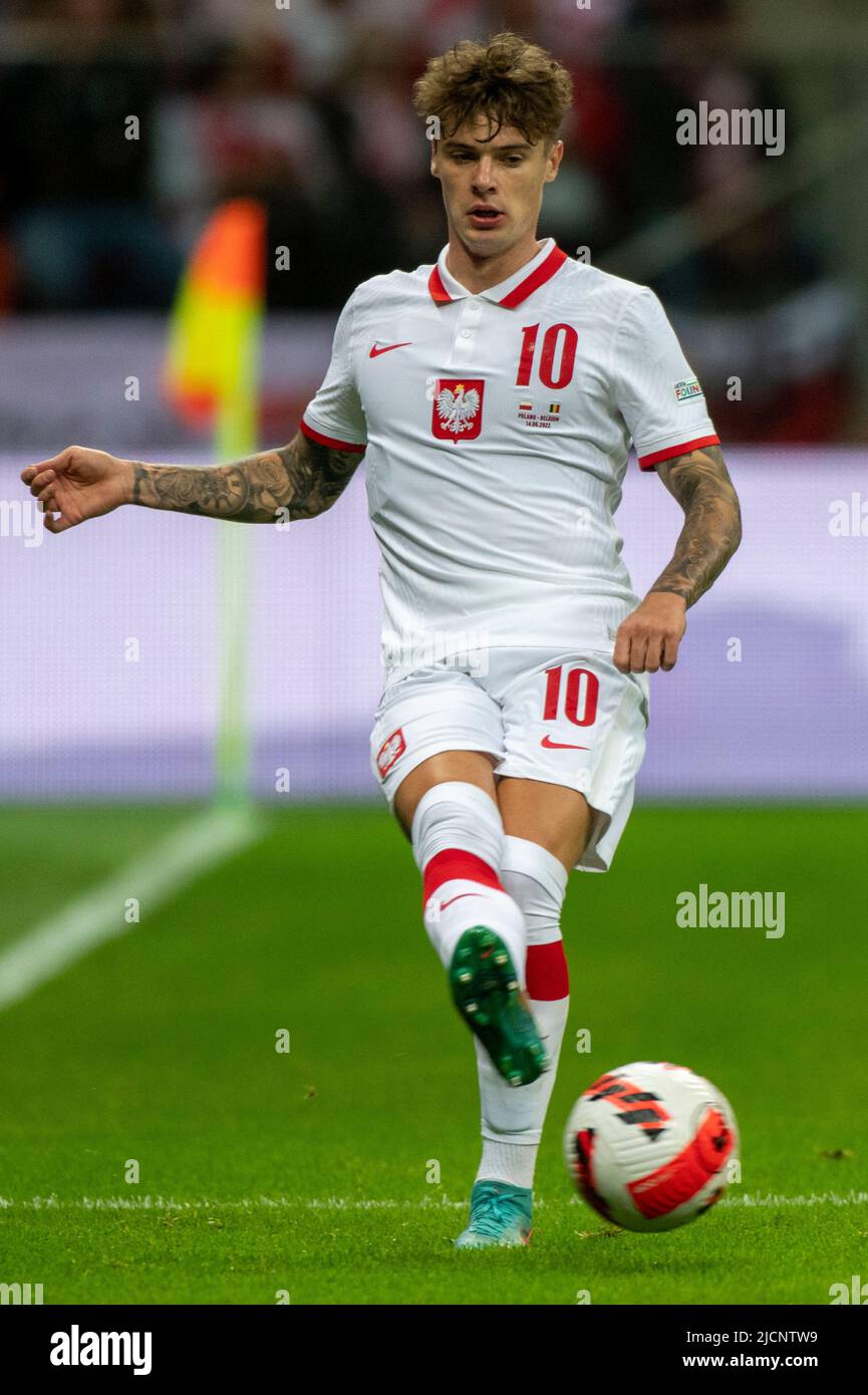 Warsaw, Poland, June 14, 2022, Nicola Zalewski of Poland during the ...