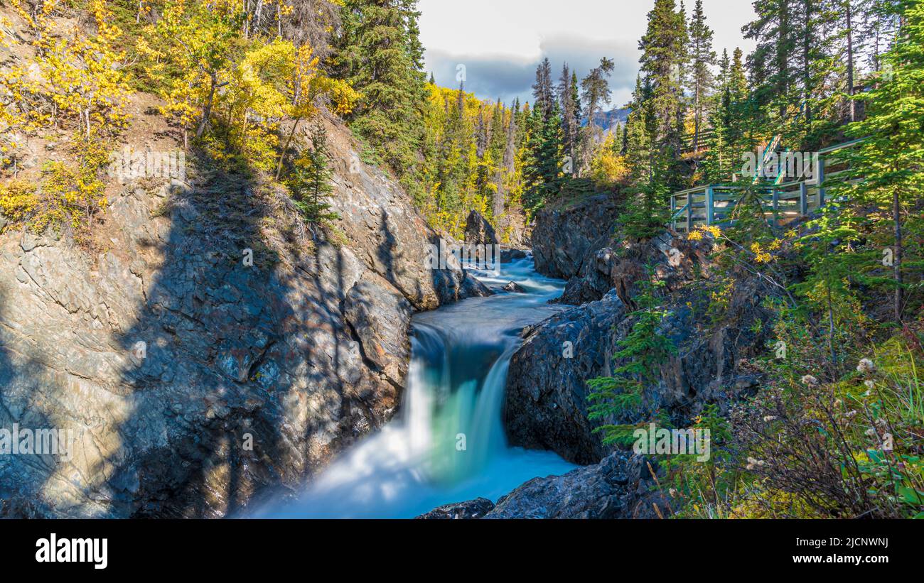 Stunning, natural waterfall in fall season from Yukon Territory, Canada ...