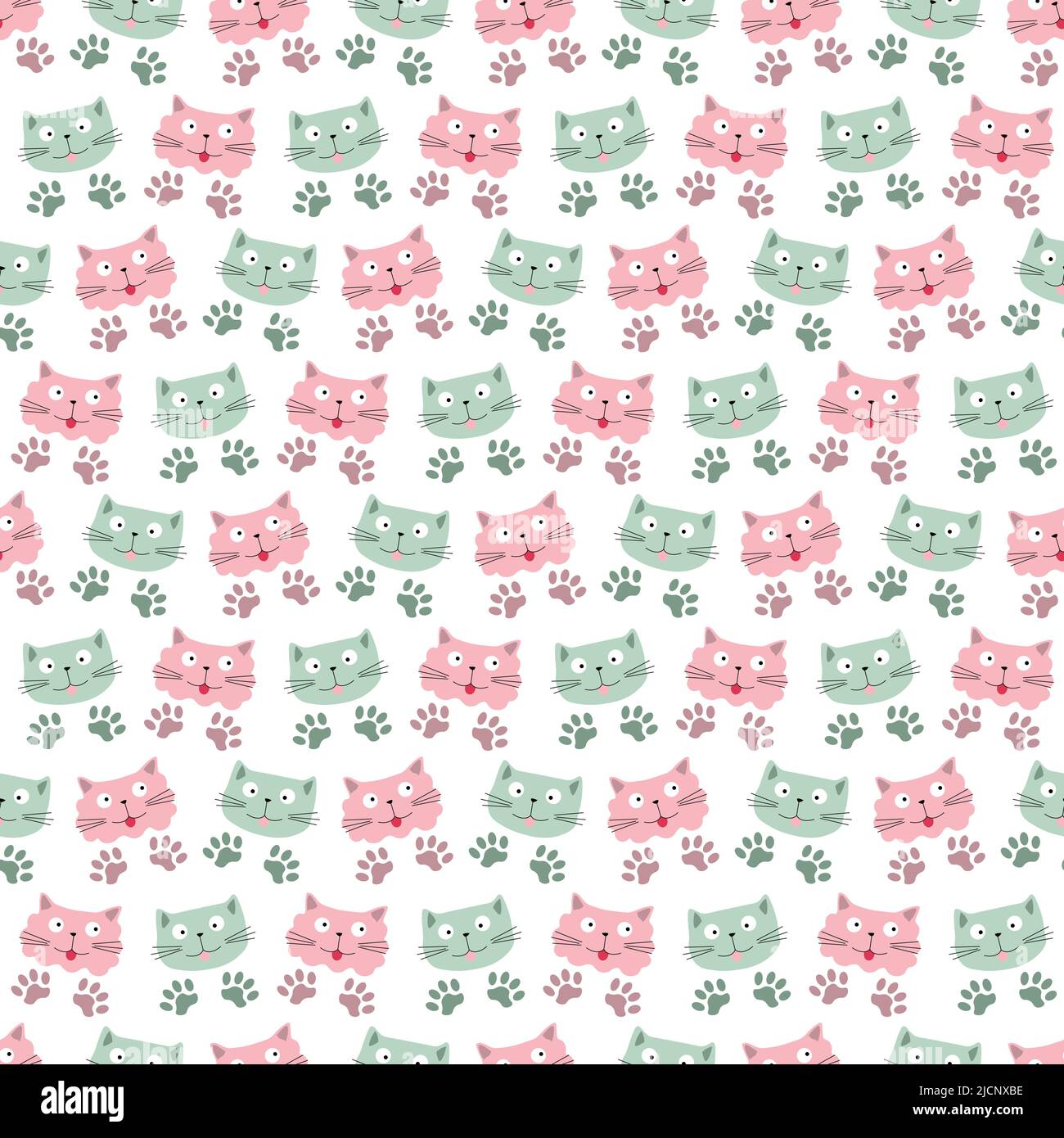 Pattern with cute multi-colored cats. Cats faces Stock Vector Image ...
