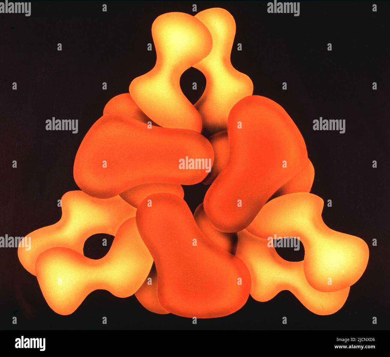 Illustration of the enzyme aspartate transcarbamylase (ATCase). There ...