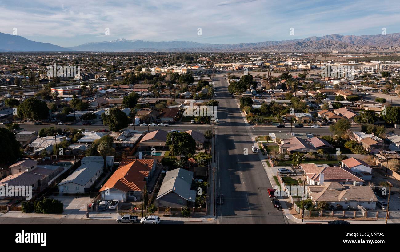 Aerial view of the urban core of Coachella, California, USA Stock Photo ...