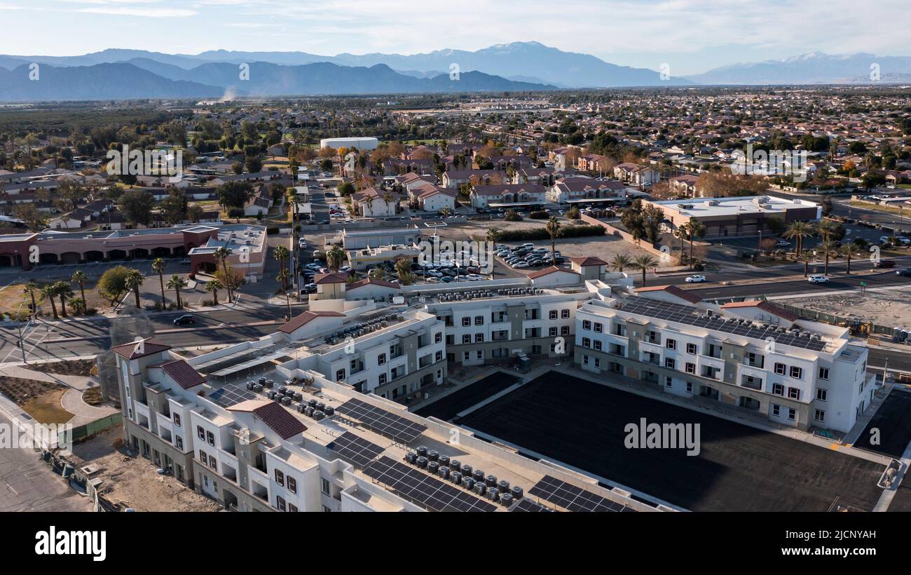 Aerial view of the urban core of Coachella, California, USA Stock Photo ...
