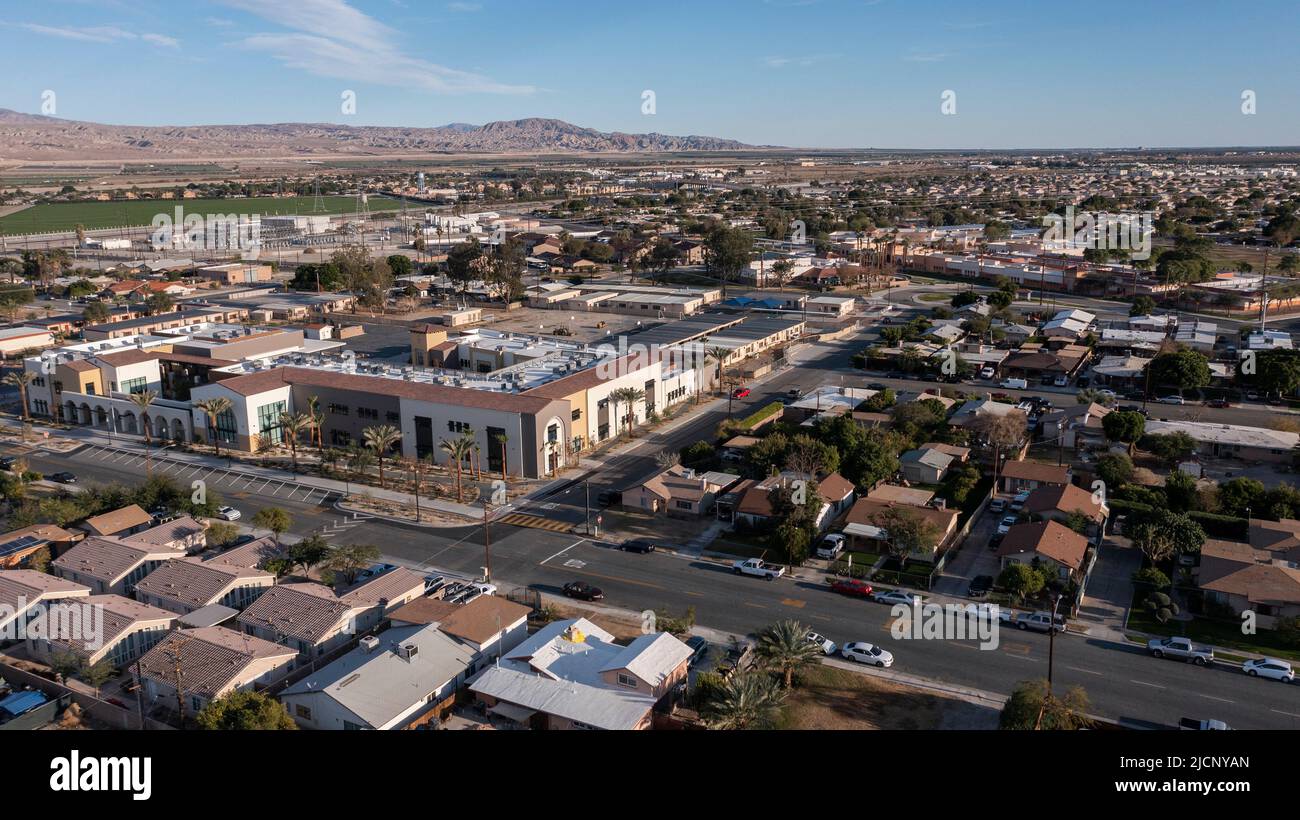 Aerial view of the urban core of Coachella, California, USA Stock Photo ...