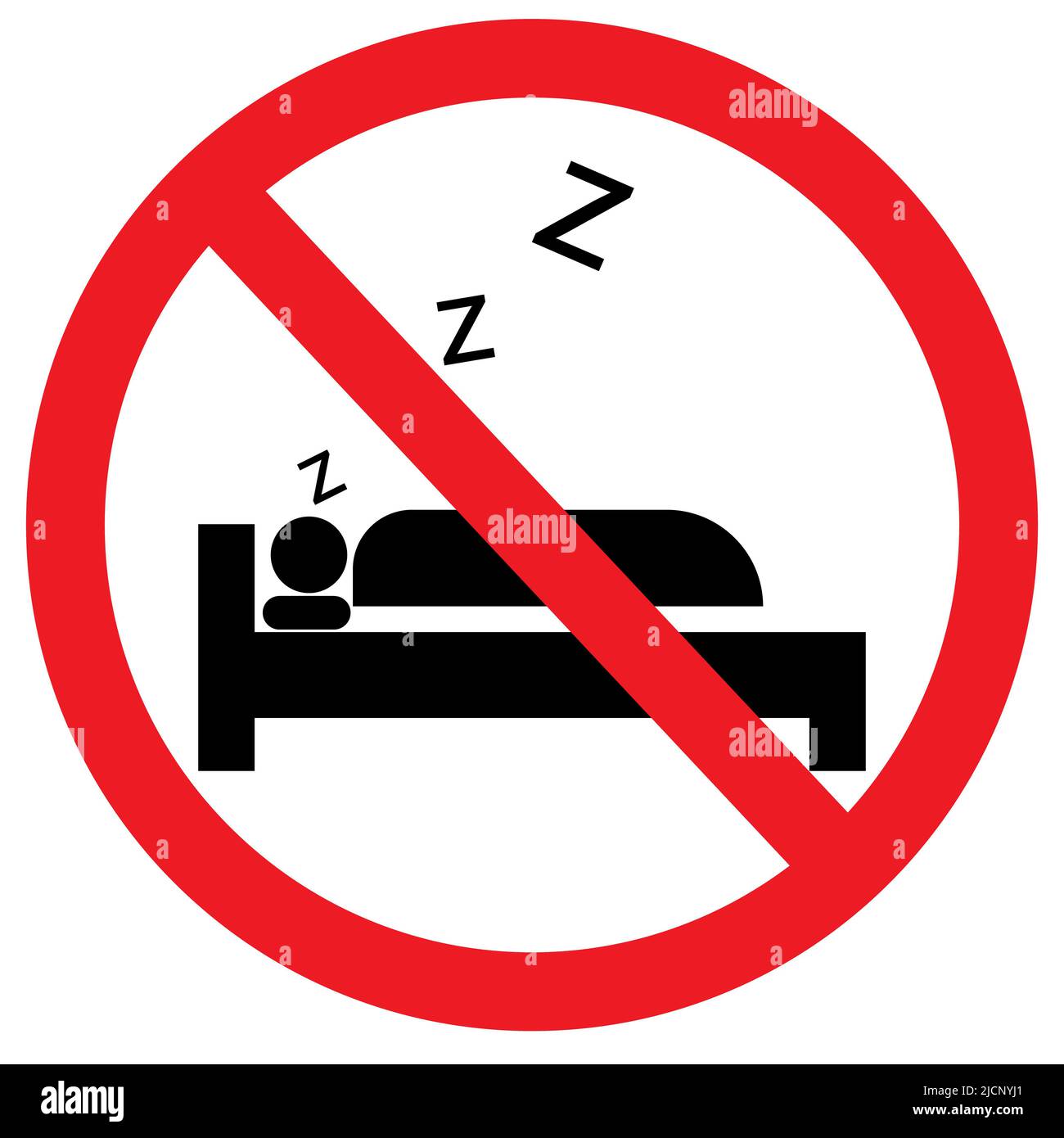 No sleeping icon on white background. sleeping is not allowed here sign ...