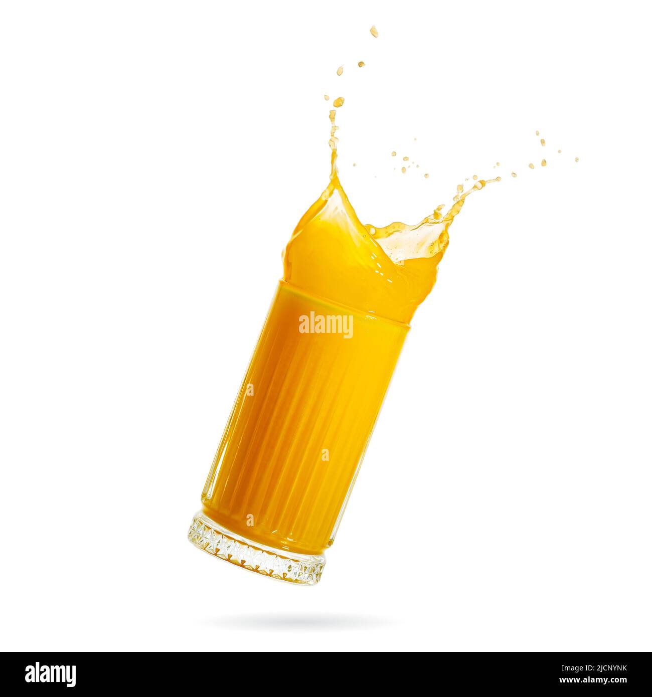 orange juice splash isolated on white. glass of splashing orange juice ...