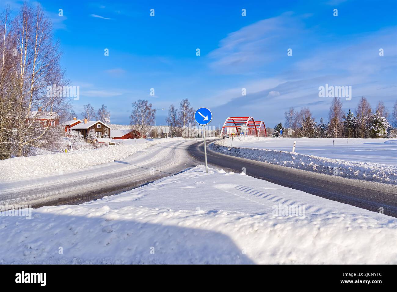 Nordic winter landscape. Panoramic view of the covered with frost trees ...