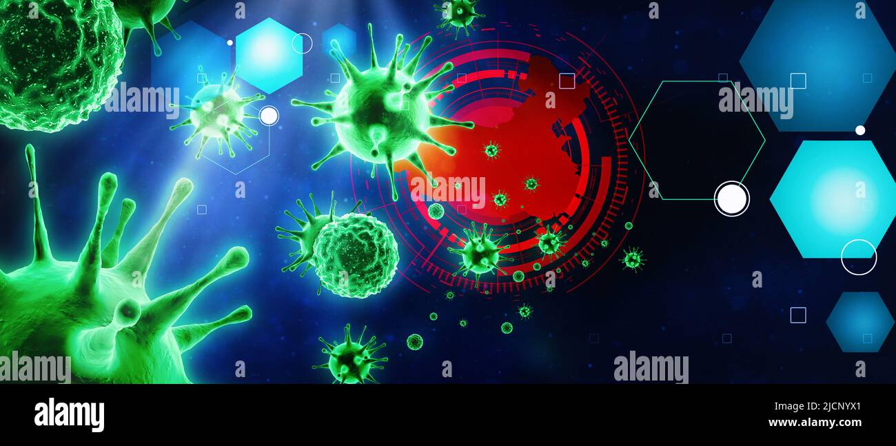 Dangerous corona virus, SARS pandemic risk concept. 3D illustration ...