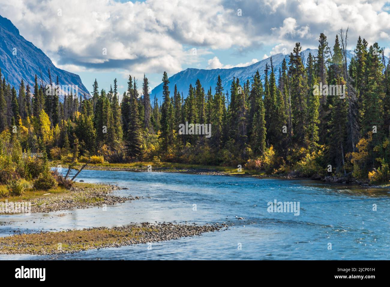 Stunning river in Kluane National Park, Yukon Territory during fall ...
