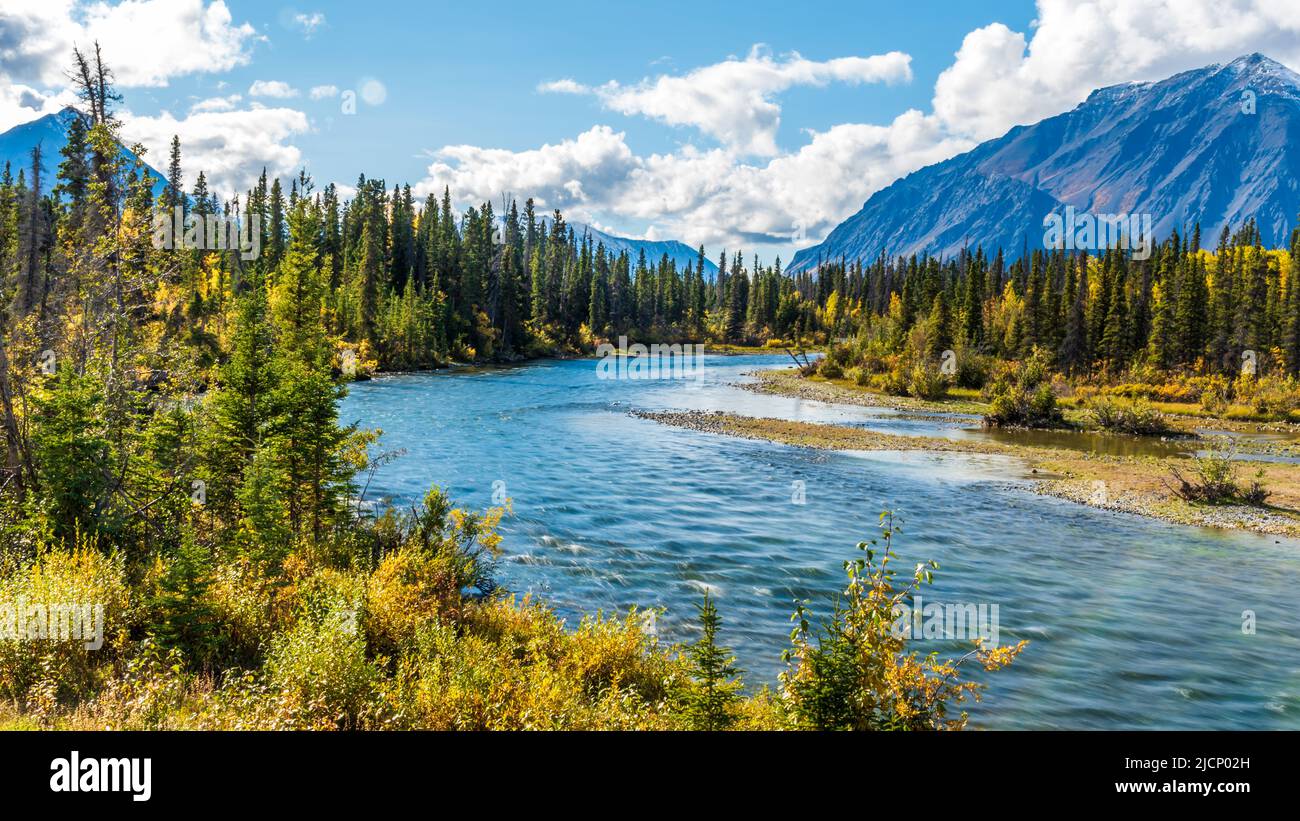 Stunning river in Kluane National Park, Yukon Territory during fall ...