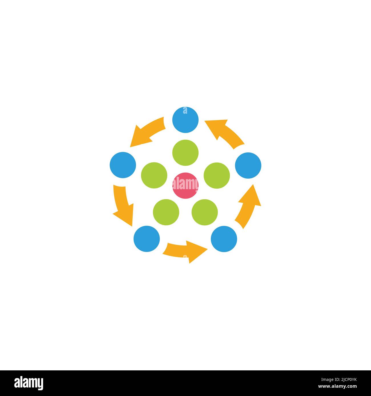 colorful dots molecules circle arrows process symbol vector Stock ...