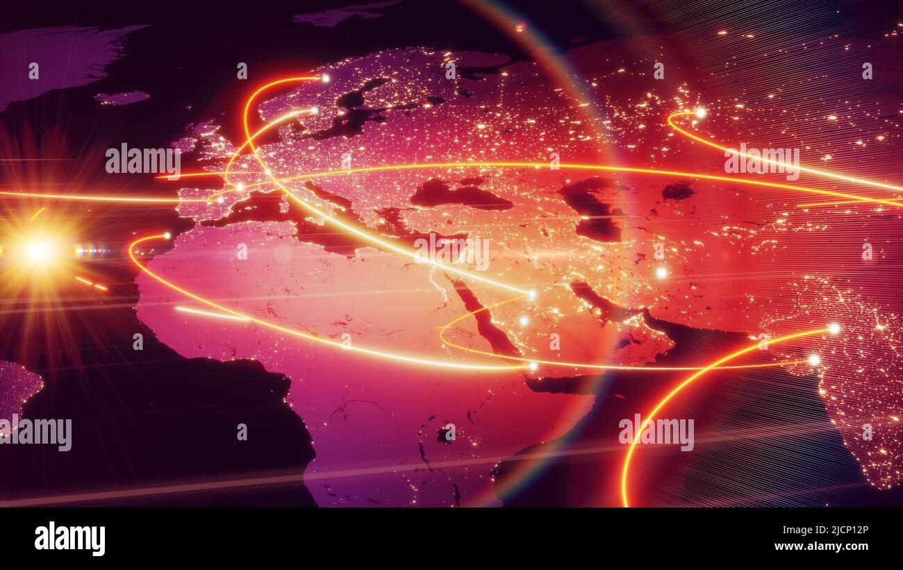 Global connection concept. Planet earth network sphere. 3d rendering ...