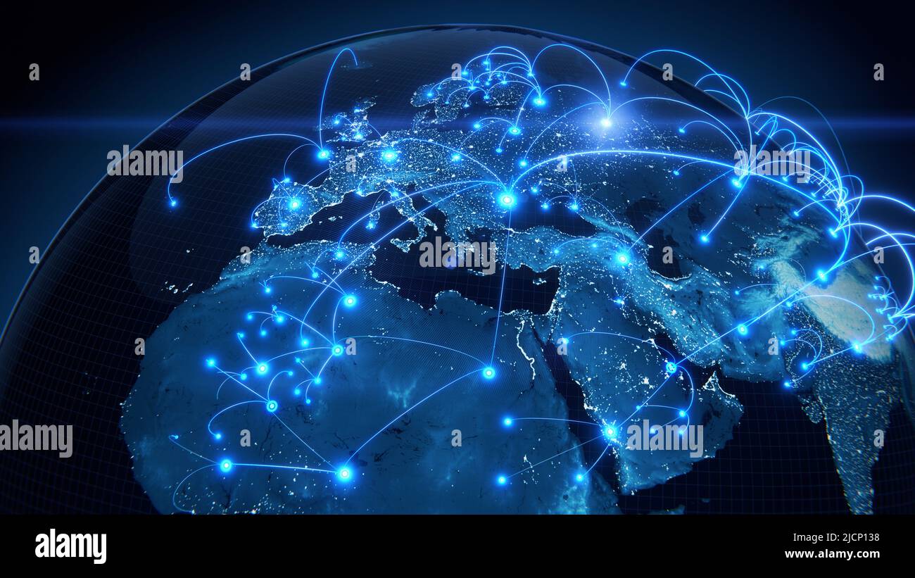 Global connection concept. Planet earth network sphere. 3d rendering ...