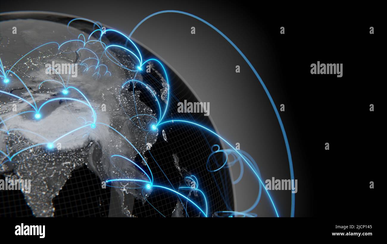 Global connection concept. Planet earth network sphere. 3d rendering ...