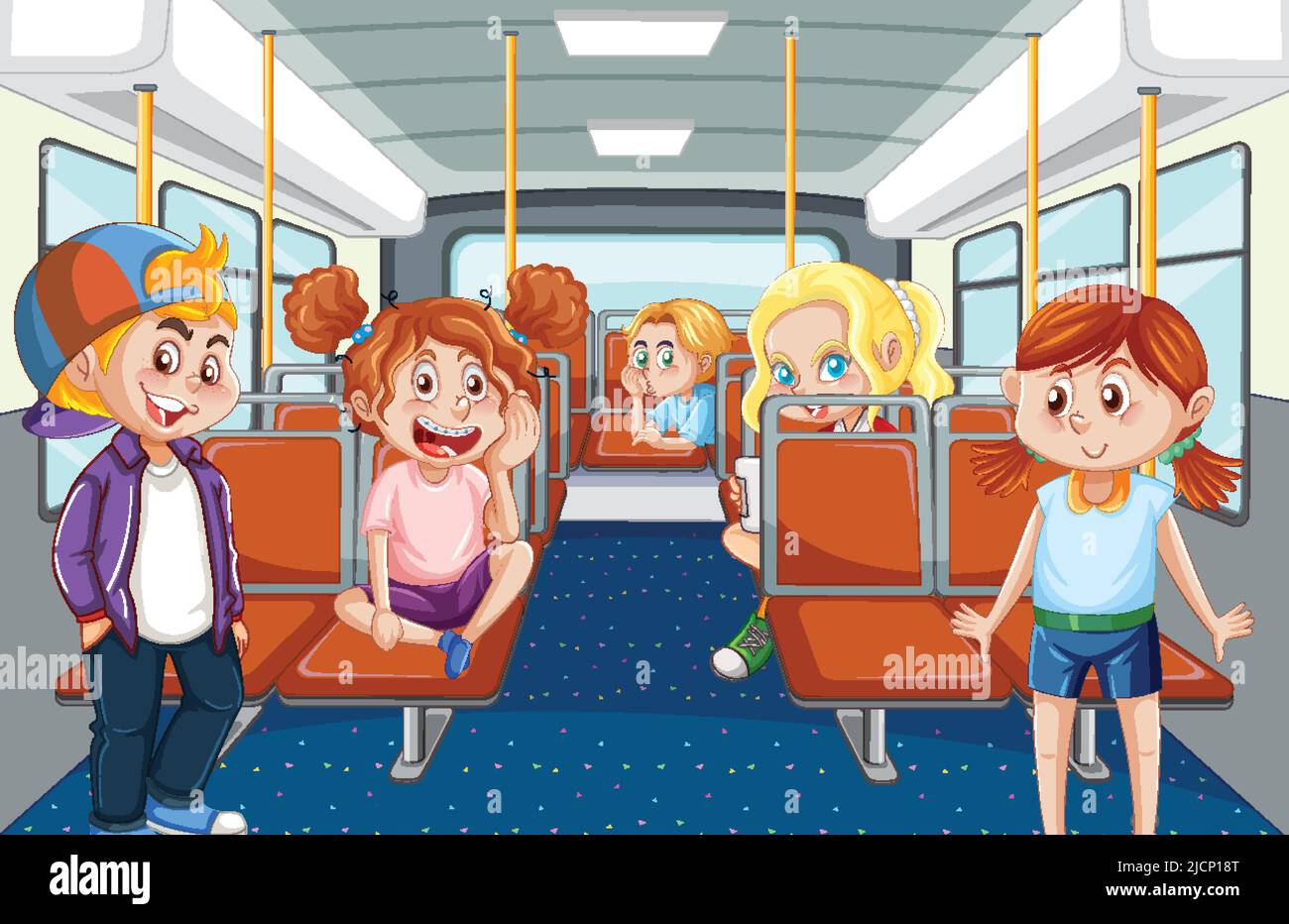 Inside bus with people cartoon illustration Stock Vector Image & Art ...