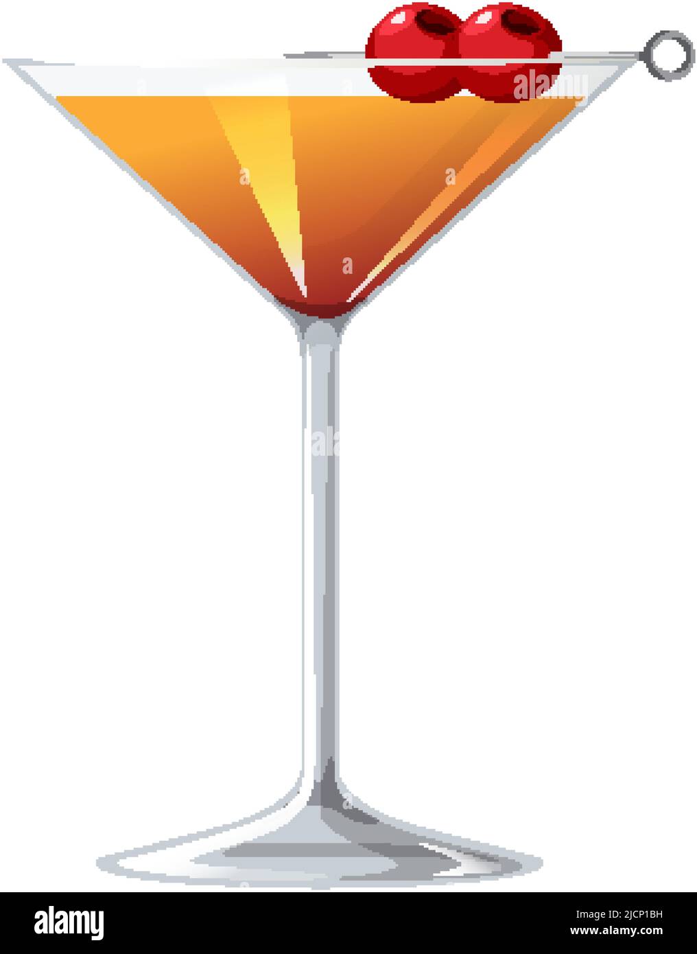 Manhattan cocktail in the glass on white background illustration Stock ...