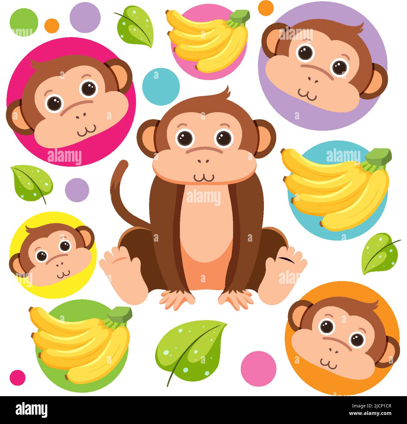 Cute monkey seamless pattern illustration Stock Vector Image & Art - Alamy