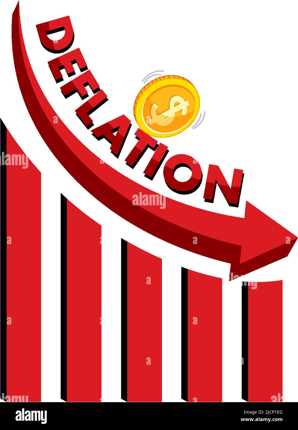 Deflation logo with red arrow pointing down illustration Stock Vector ...