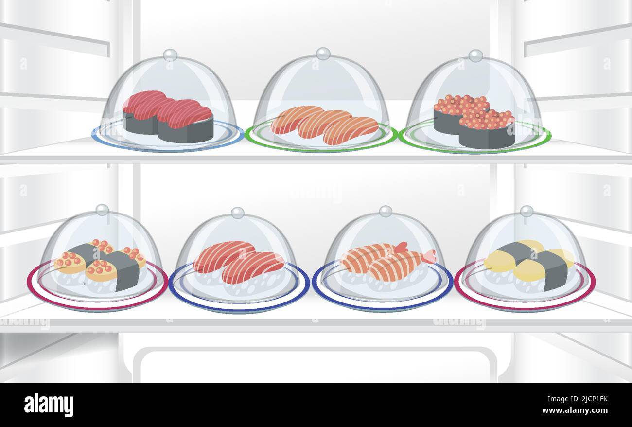 Inside of refrigerator with foods illustration Stock Vector Image & Art ...