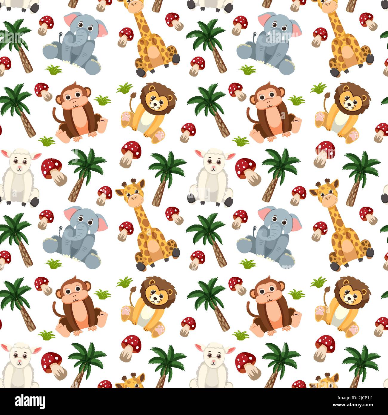 Cute animals seamless pattern illustration Stock Vector Image & Art - Alamy