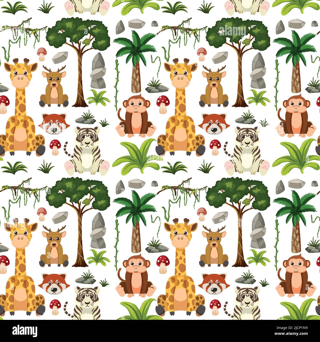 Cute animals seamless pattern illustration Stock Vector Image & Art - Alamy