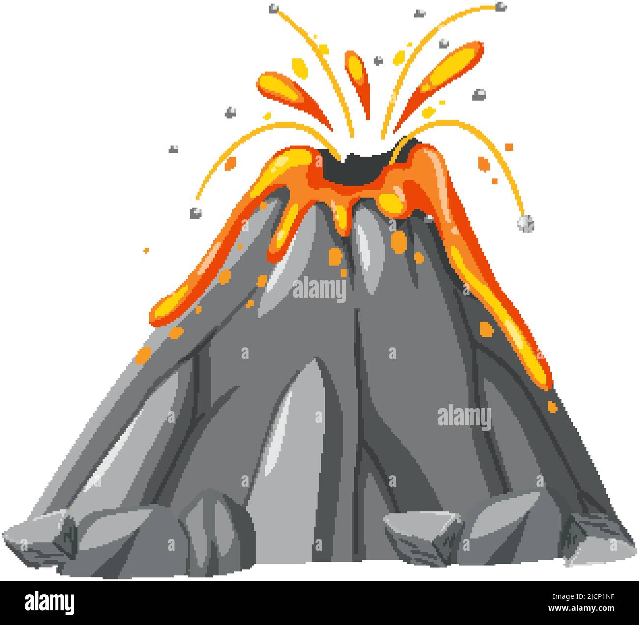 Volcano with lava in cartoon style illustration Stock Vector Image ...