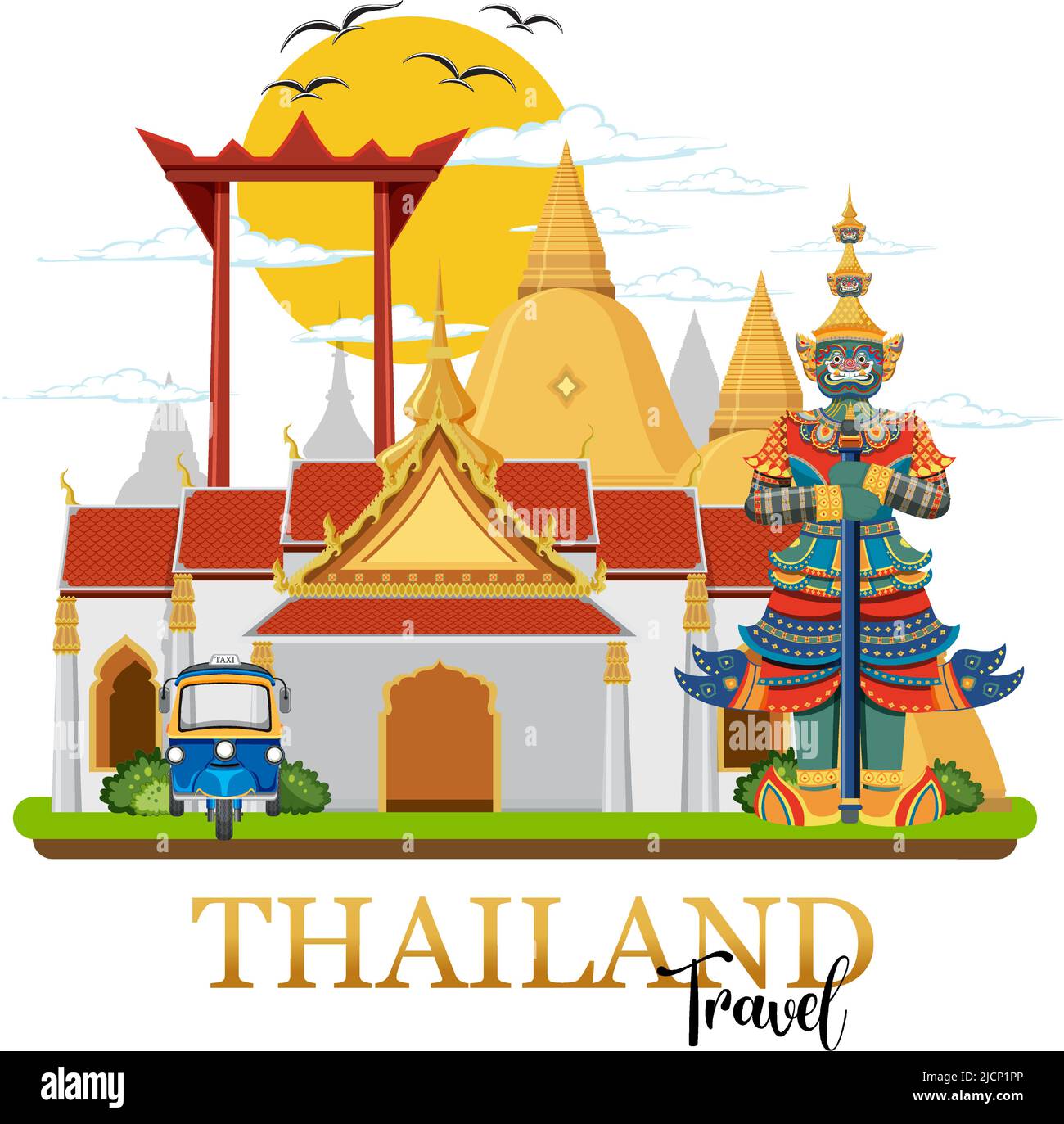 Bangkok Thailand Landmark Logo Banner illustration Stock Vector Image ...