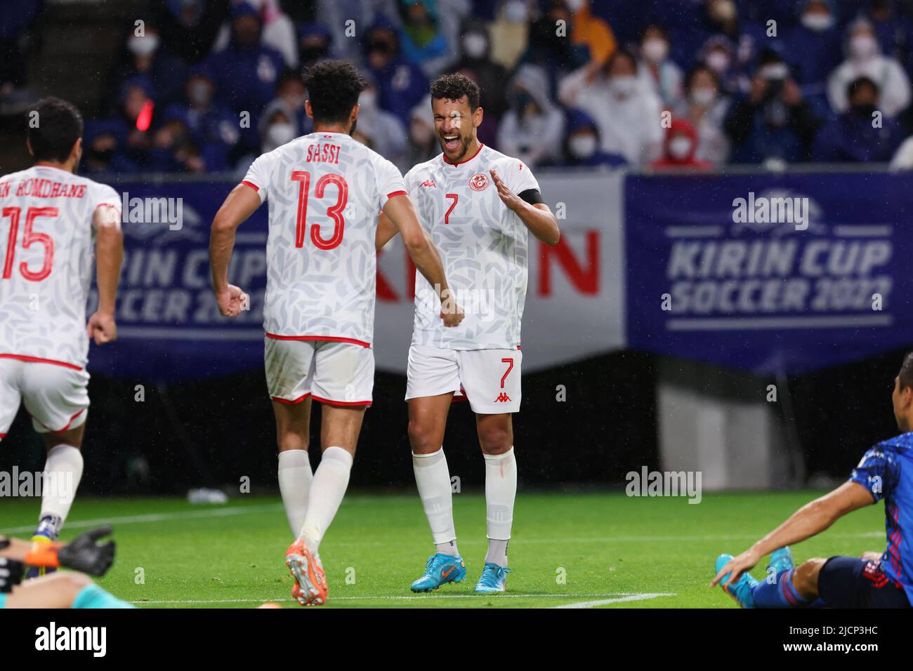 Osaka, Japan. 14th June, 2022. (L to R) Ferjani Sassi, Youssef Msakni ...