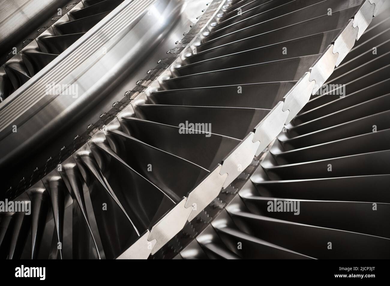 Modern rotor with long blades of powerful steam turbine Stock Photo - Alamy