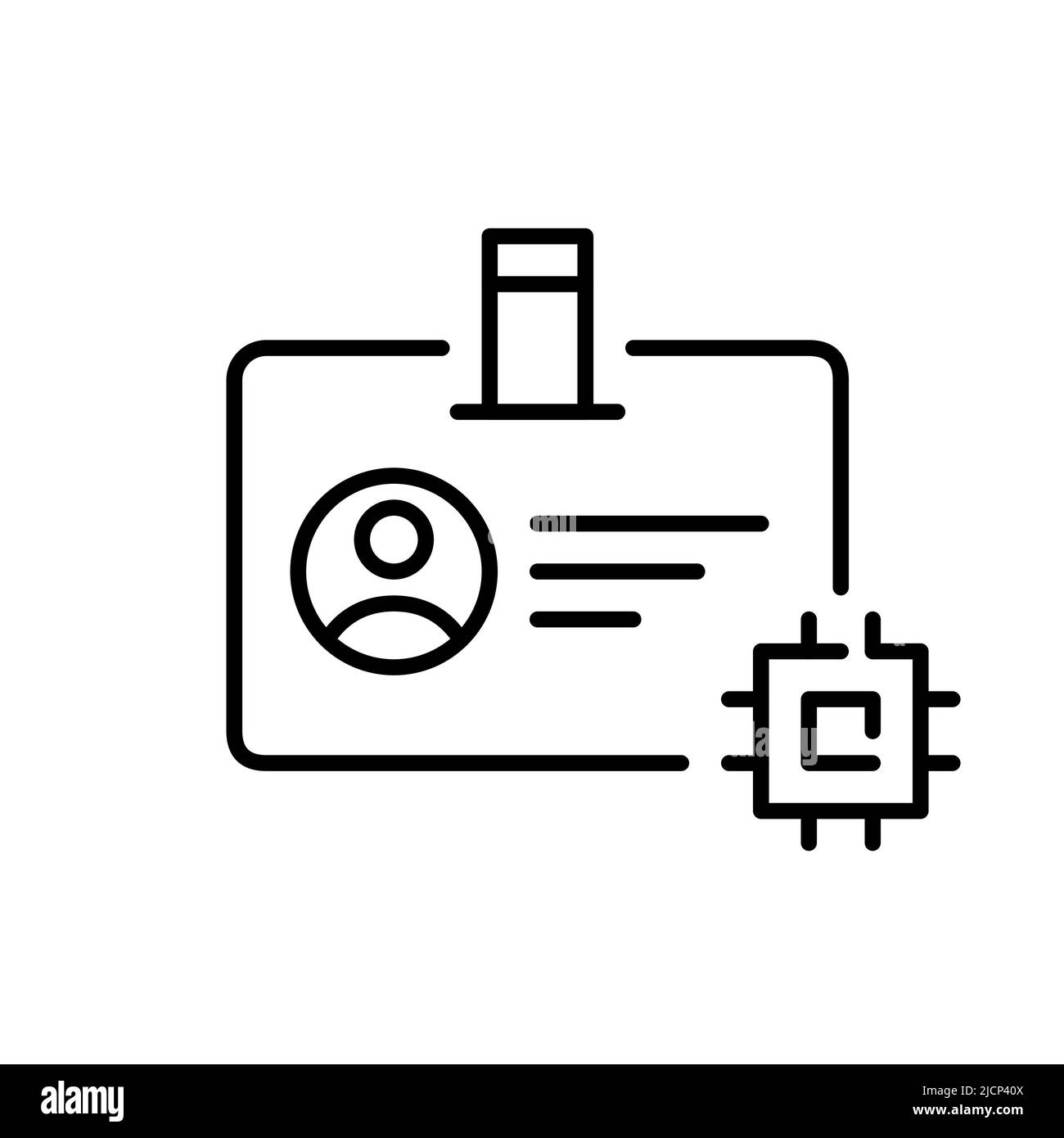 Smart chip electronic id card. Pixel perfect, editable stroke line icon ...