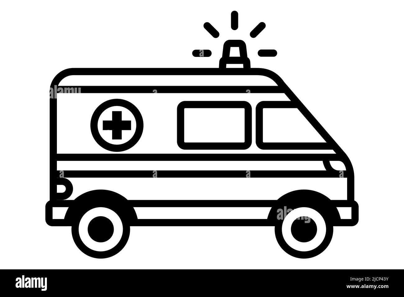 Ambulance Black Linear Icon With Siren Rush To A Call To A Sick Person ambulance-black-linear-icon-with-siren-rush-to-a-call-to-a-sick-person