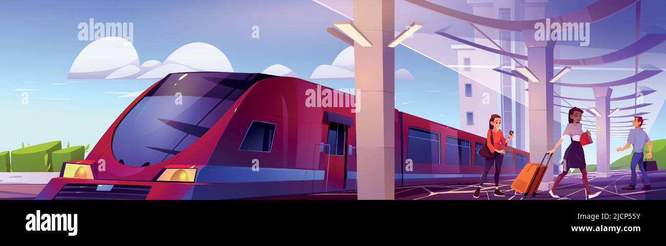 Cartoon Train Station Platform