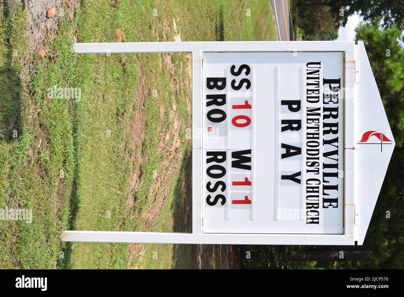 UMC church sign in small Texas town Stock Photo - Alamy