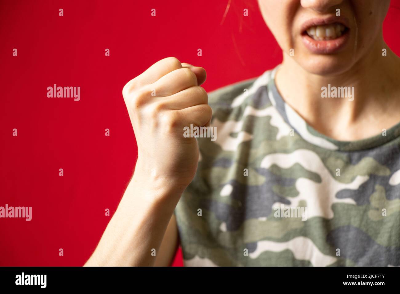 Ukrainian girl screams from anger and horror that occurs in Ukraine ...