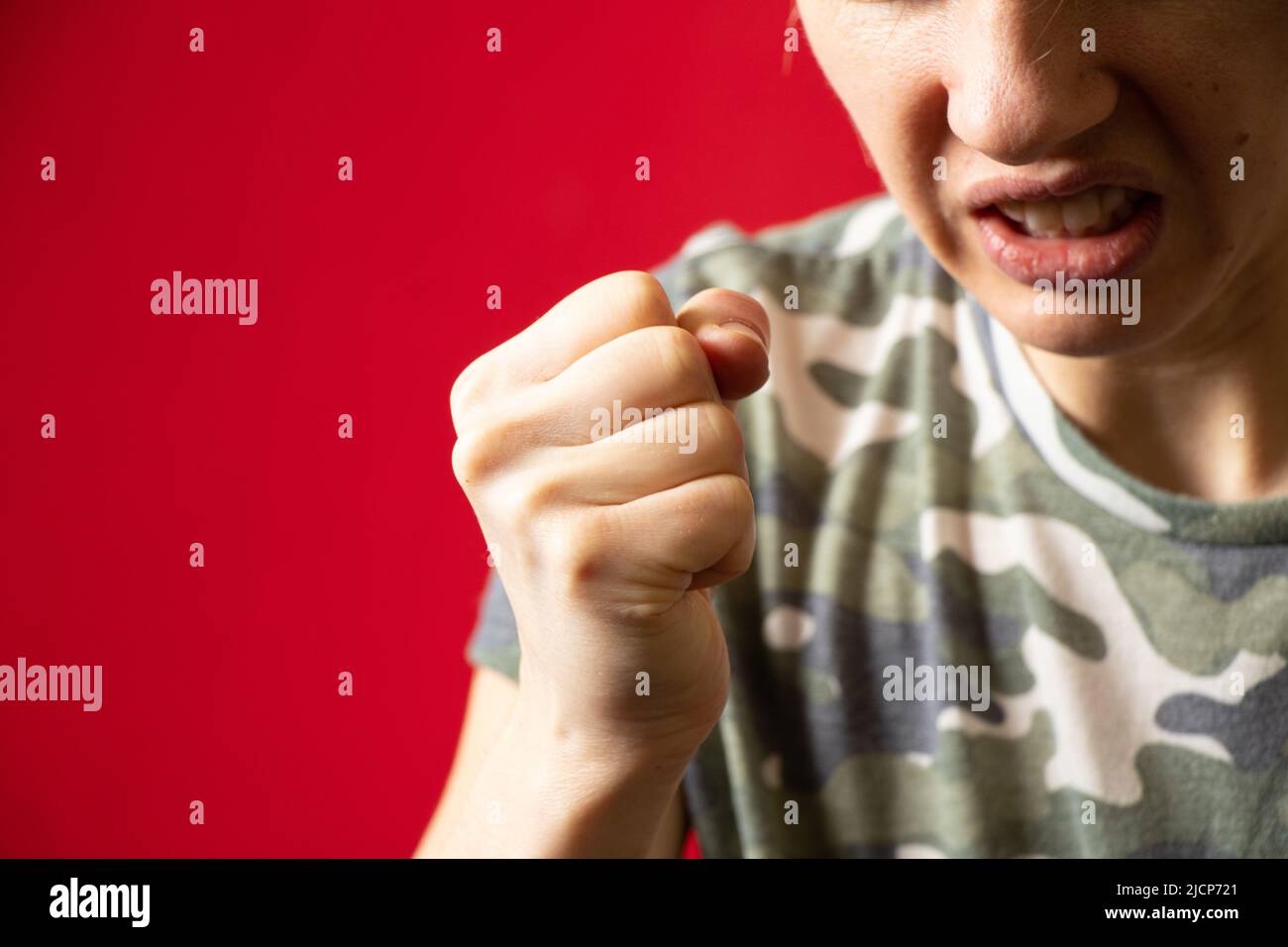 Ukrainian girl screams from anger and horror that occurs in Ukraine ...