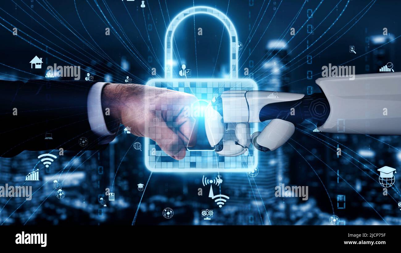 Futuristic robot artificial intelligence enlightening AI technology ...