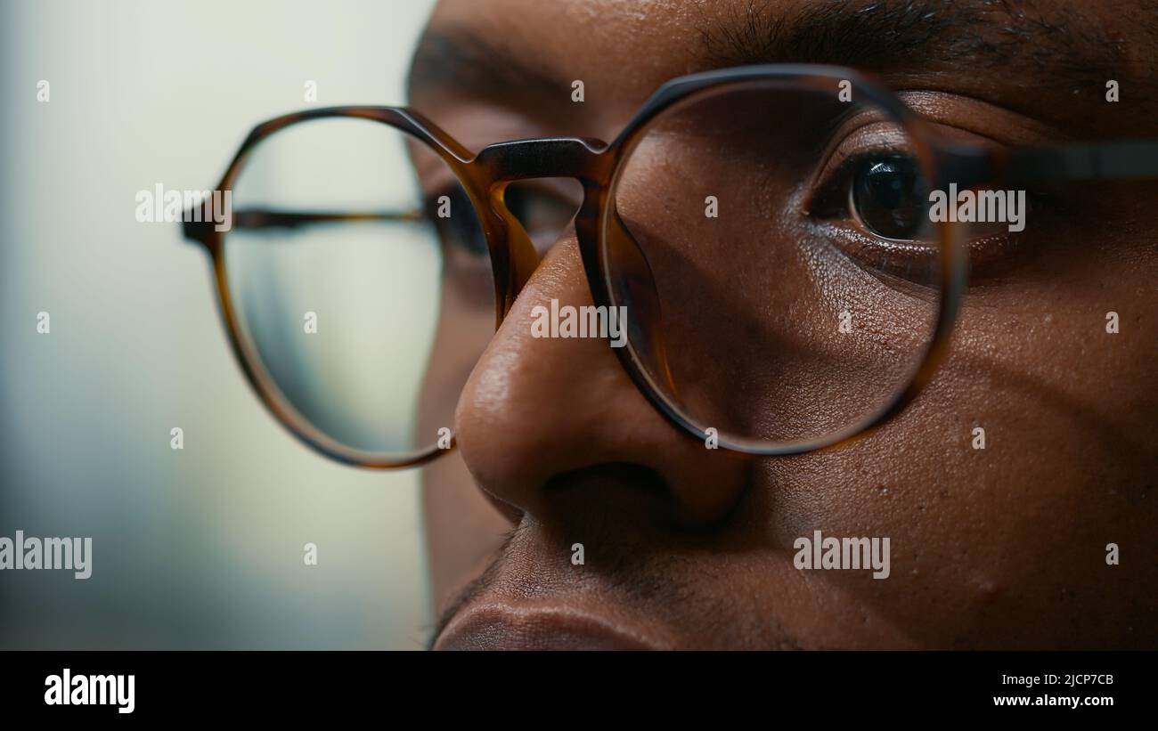 Closeup portrait of african american database developer with glasses ...