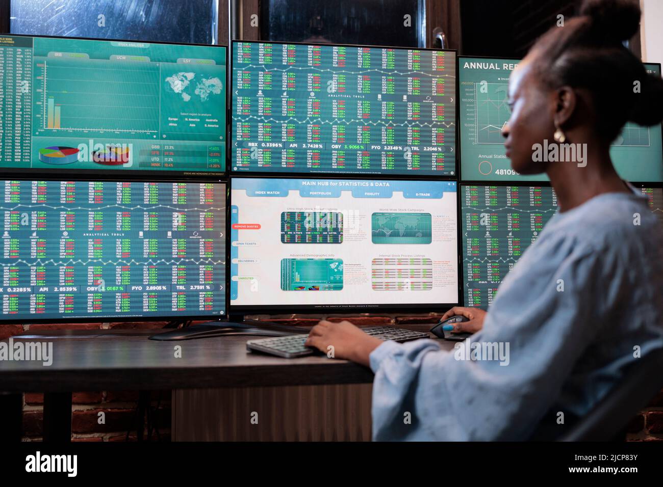African american stock trader monitoring hi-res stock photography and ...