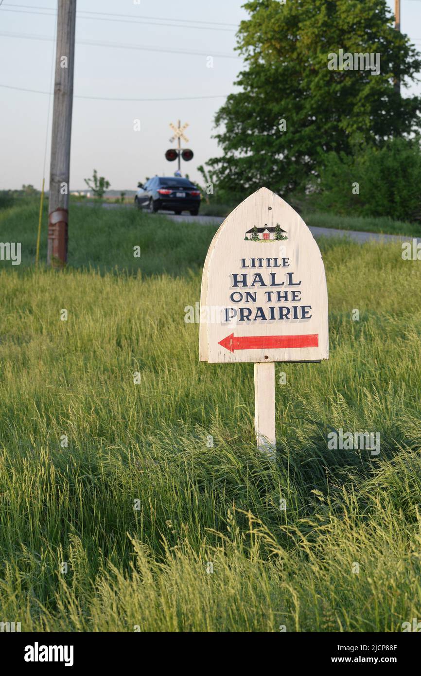 Little Hall on the Prairie sign in Murdock, Illinois Stock Photo - Alamy