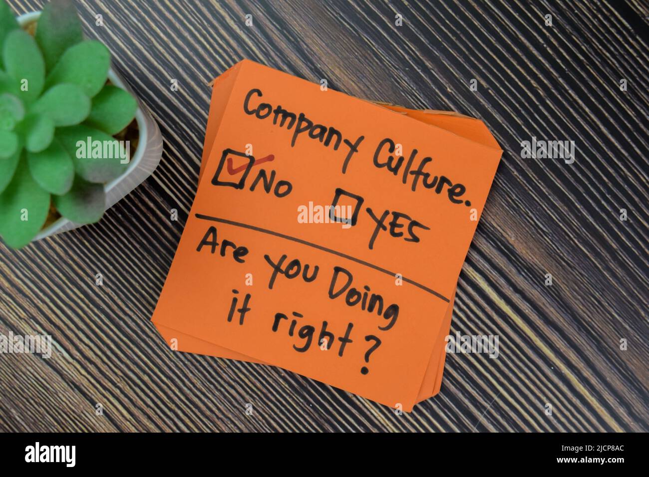 Concept of Company Culture. Are you doing it right? No write on sticky ...