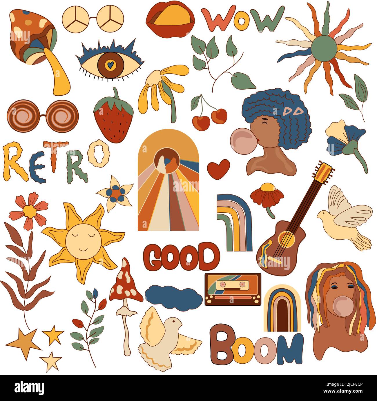 Colourful 70s sun Stock Vector Images - Alamy