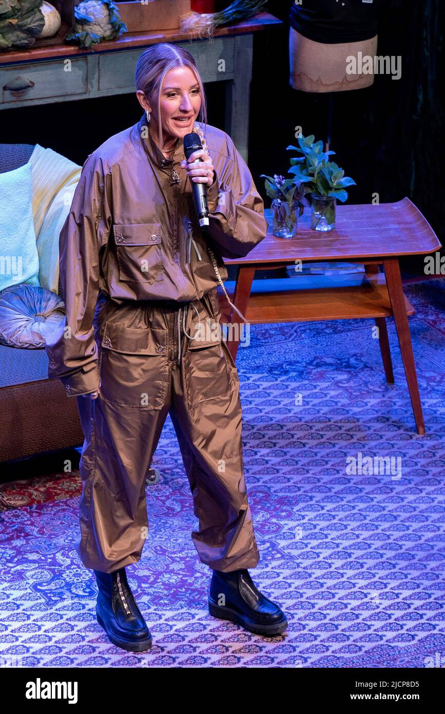 Ellie Goulding speaks on stage during the event. On the 10th June ...