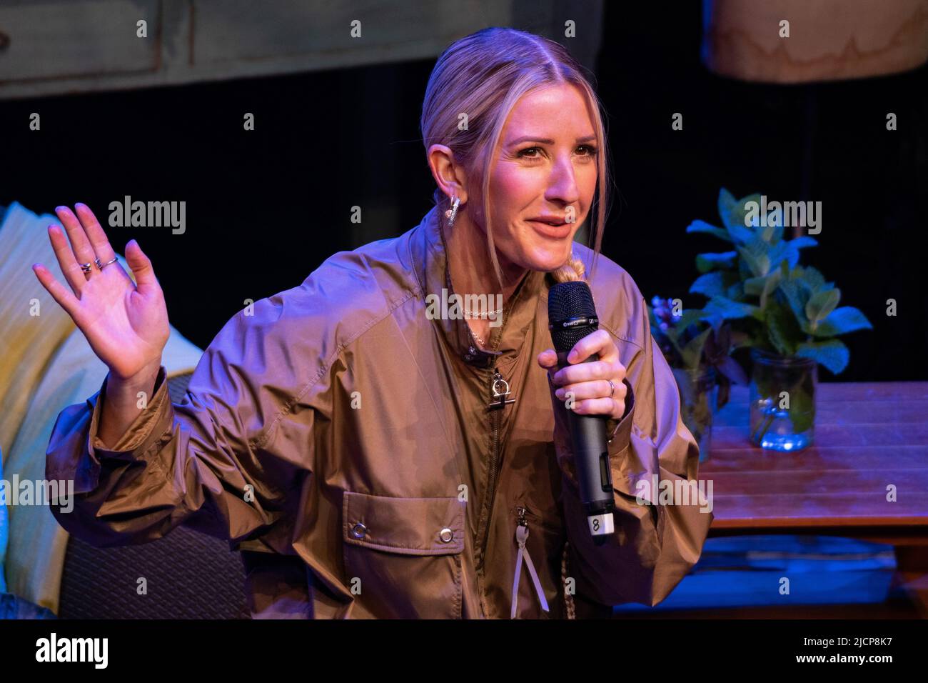 London, UK. 10th June, 2022. Ellie Goulding speaks on stage during the ...