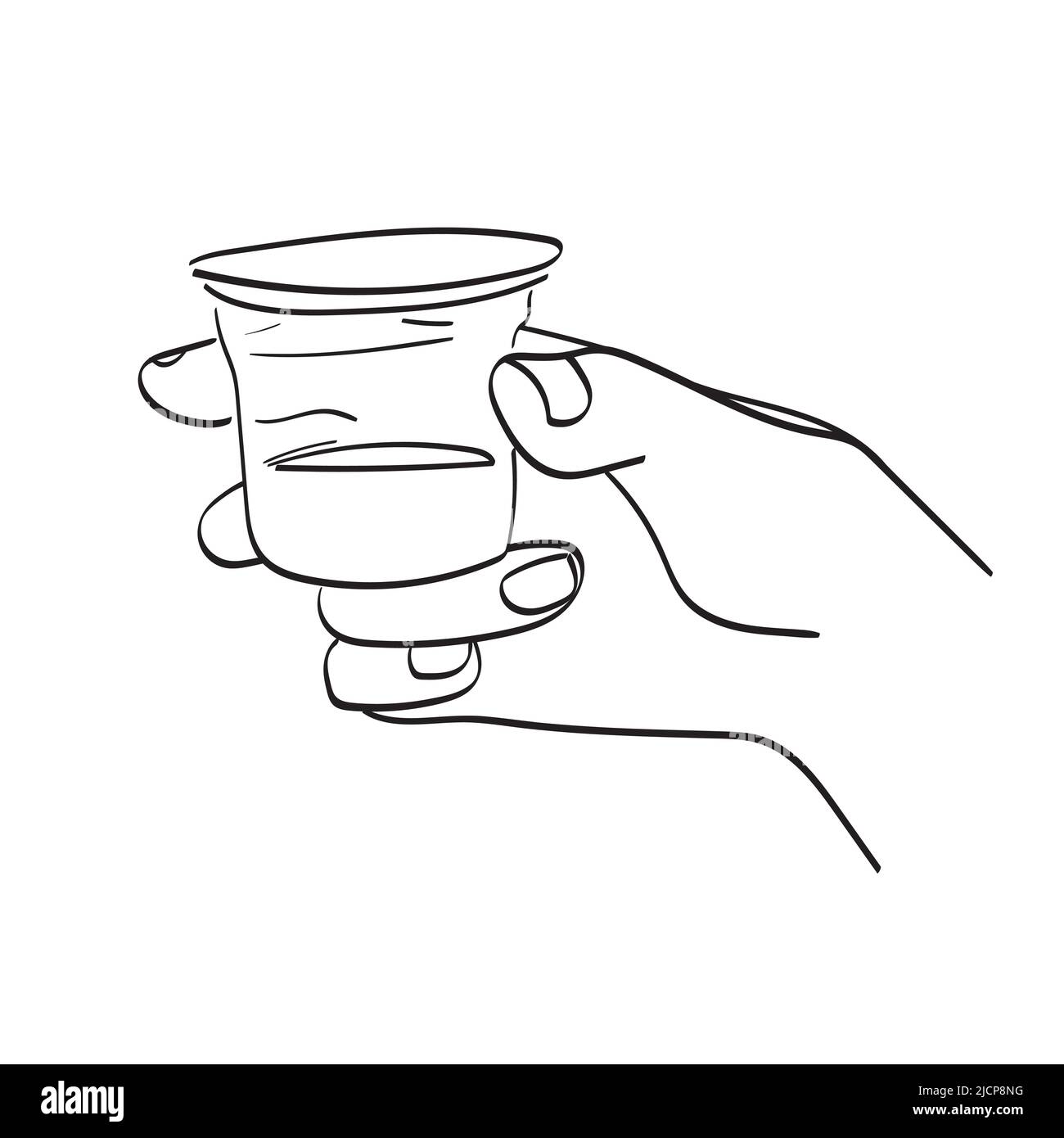line art closeup hand holding wine for Holy Communion illustration ...